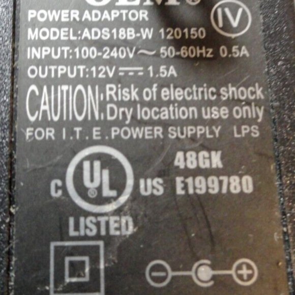 Other | Ac Power Adapter Input 10 240v 5060hz Output 12v 15a Model ...